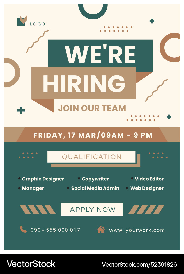 Hiring poster design template Royalty Free Vector Image