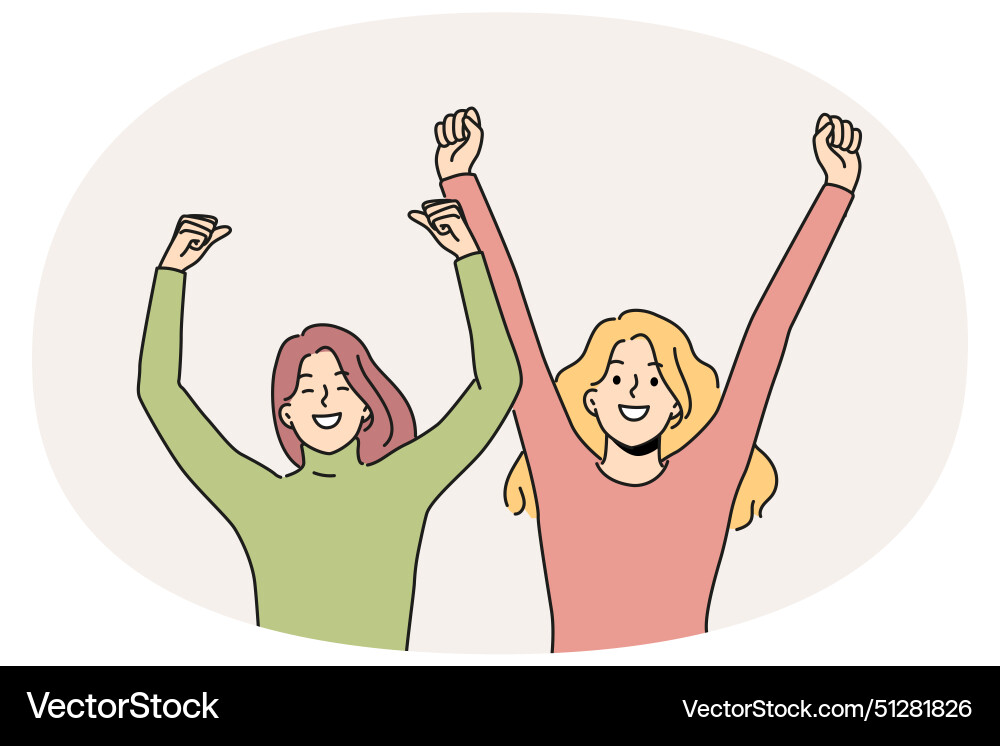 Overjoyed women hands up cheering Royalty Free Vector Image