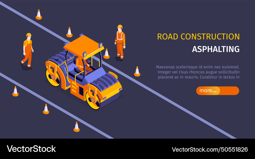 Road construction horizontal banner Royalty Free Vector
