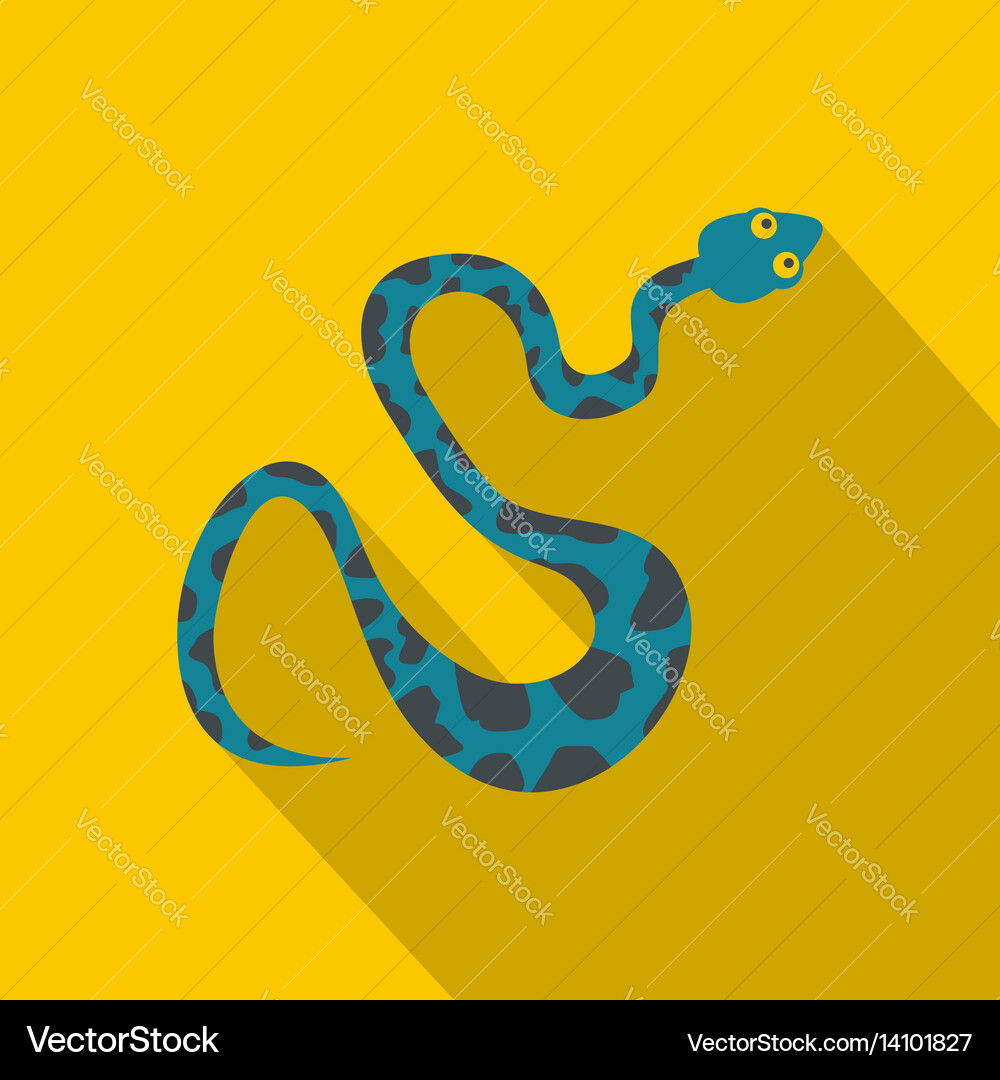 Blue snake with spots icon flat style Royalty Free Vector