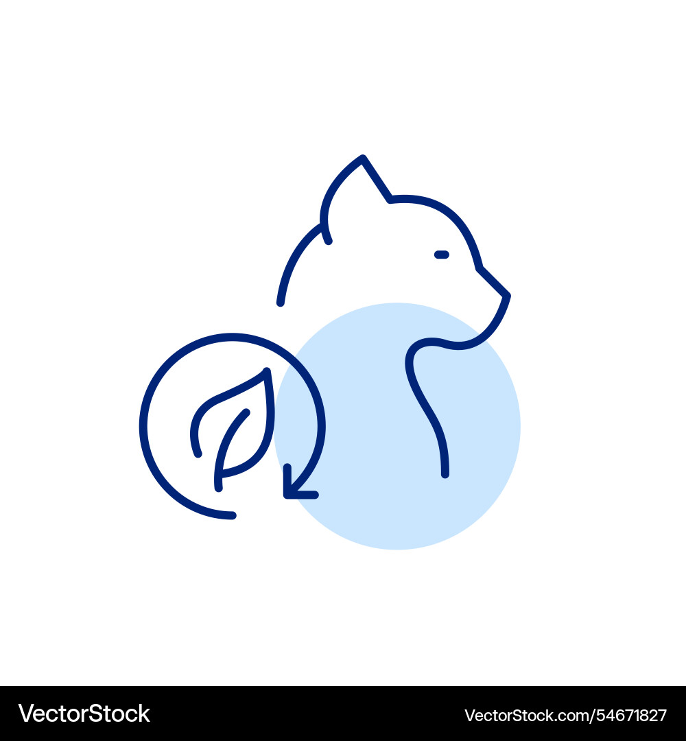 Cat profile view and leaf in recycling arrow Vector Image