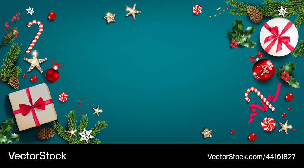 Christmas background with festive decorations Vector Image