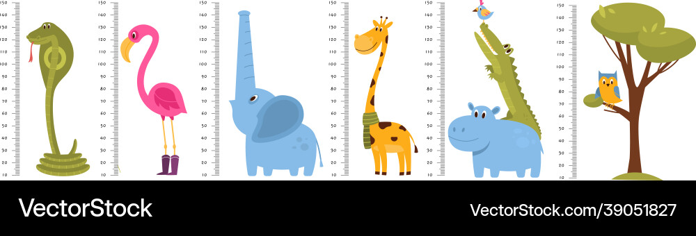 Cute Animal Growth Chart for Kids Royalty Free Vector Image