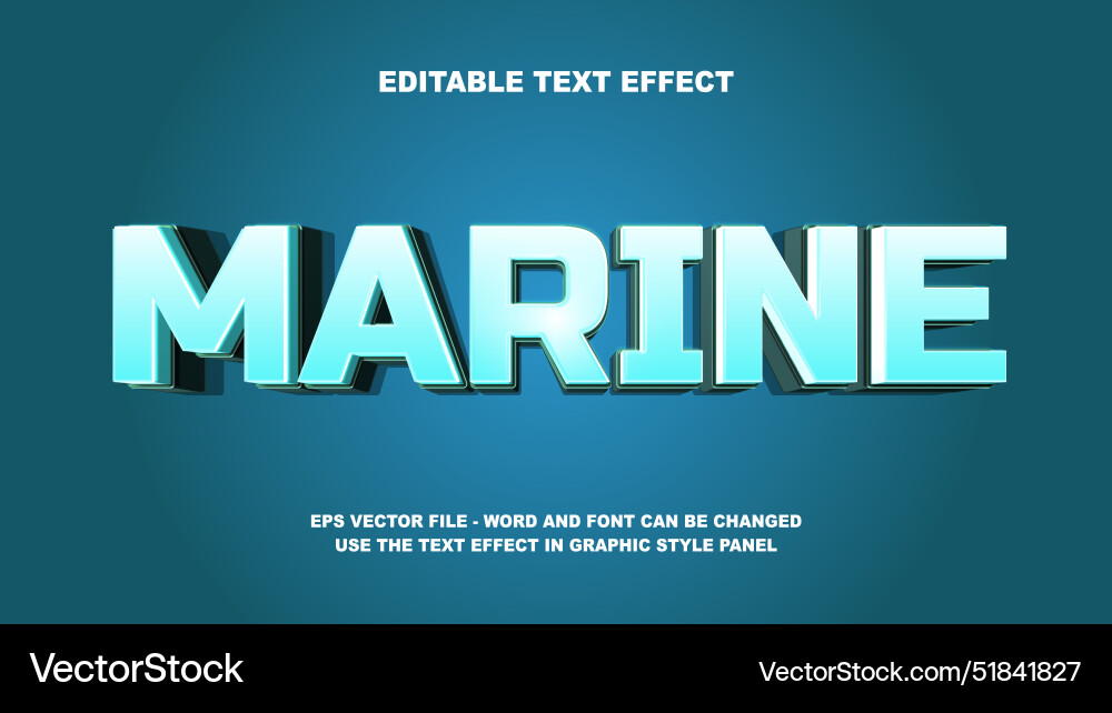 Editable text effect marine 3d template Royalty Free Vector