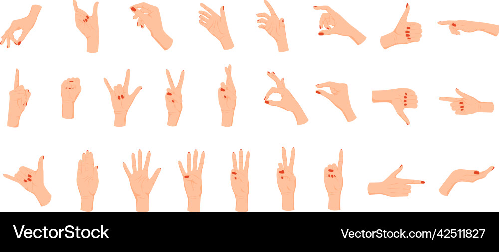 Female hand gestures composition Royalty Free Vector Image