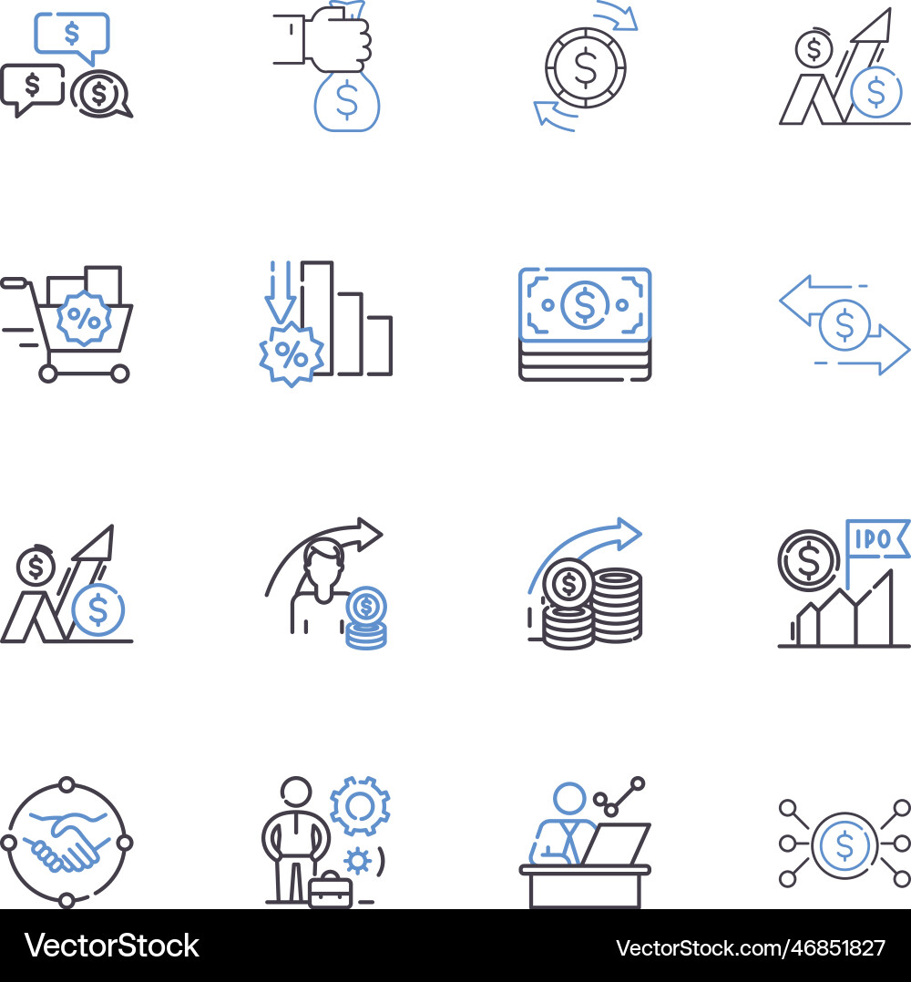 Fetching resources line icons collection sourcing Vector Image
