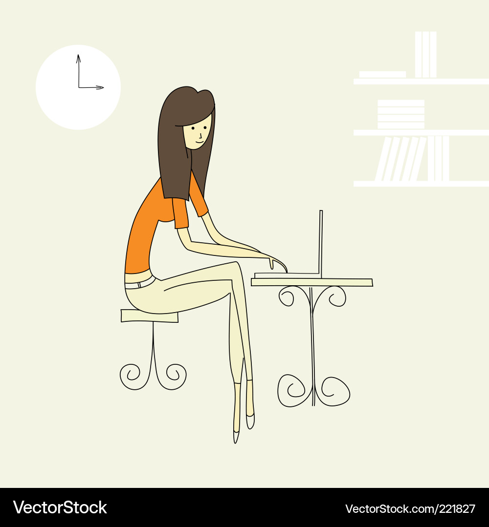 Girl working in a office Royalty Free Vector Image
