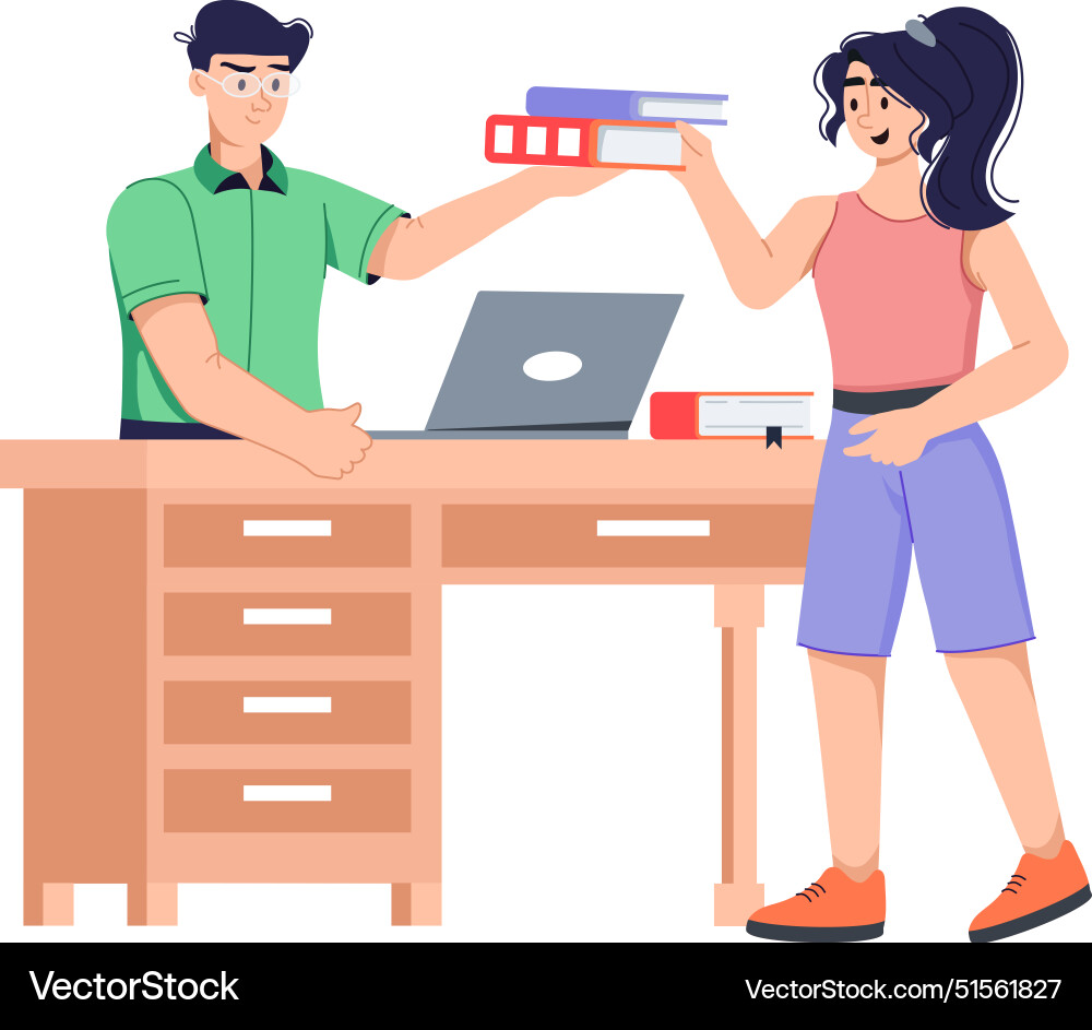 Handover books Royalty Free Vector Image - VectorStock