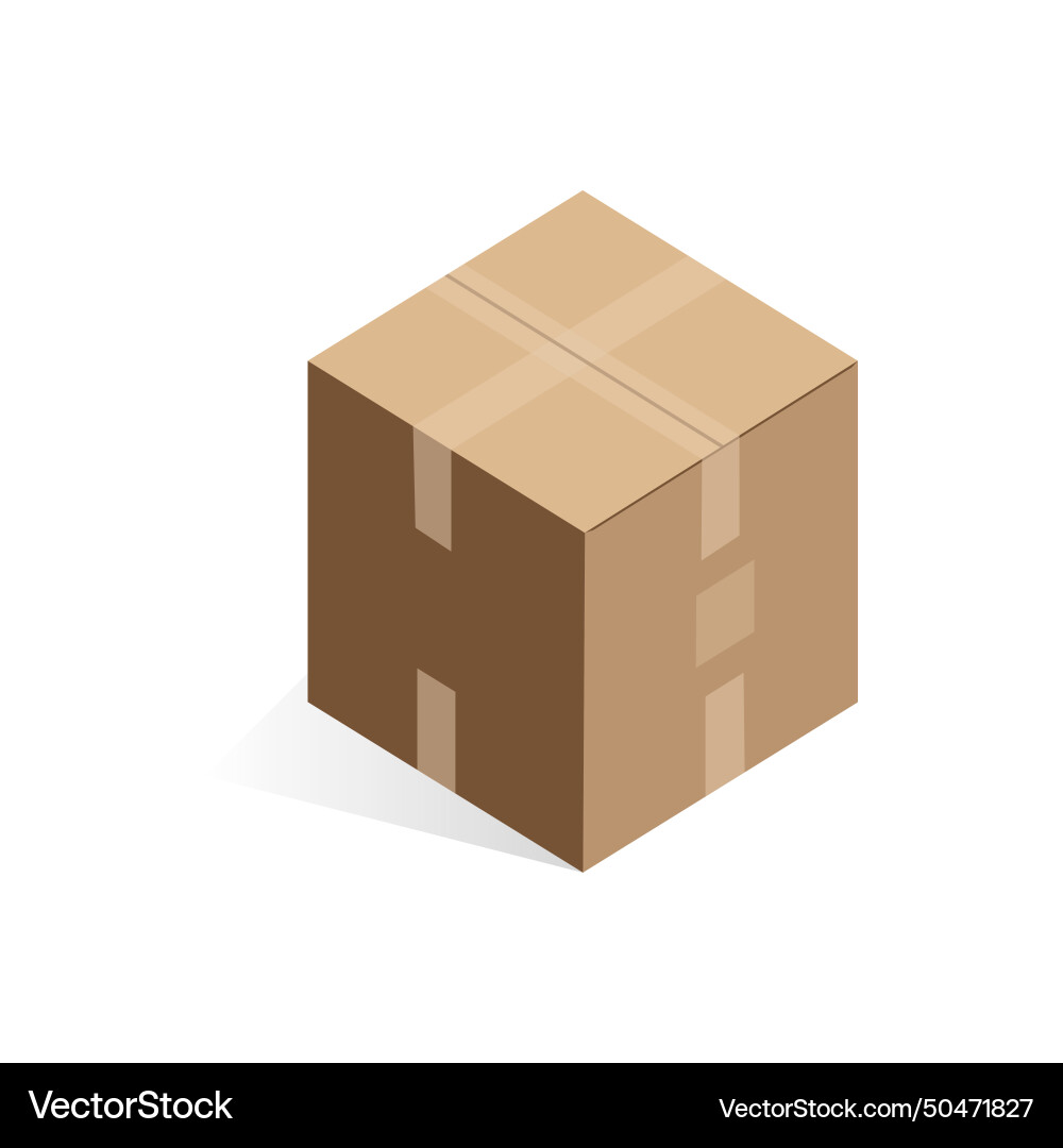 Isometric brown cardboard packing box closed Vector Image