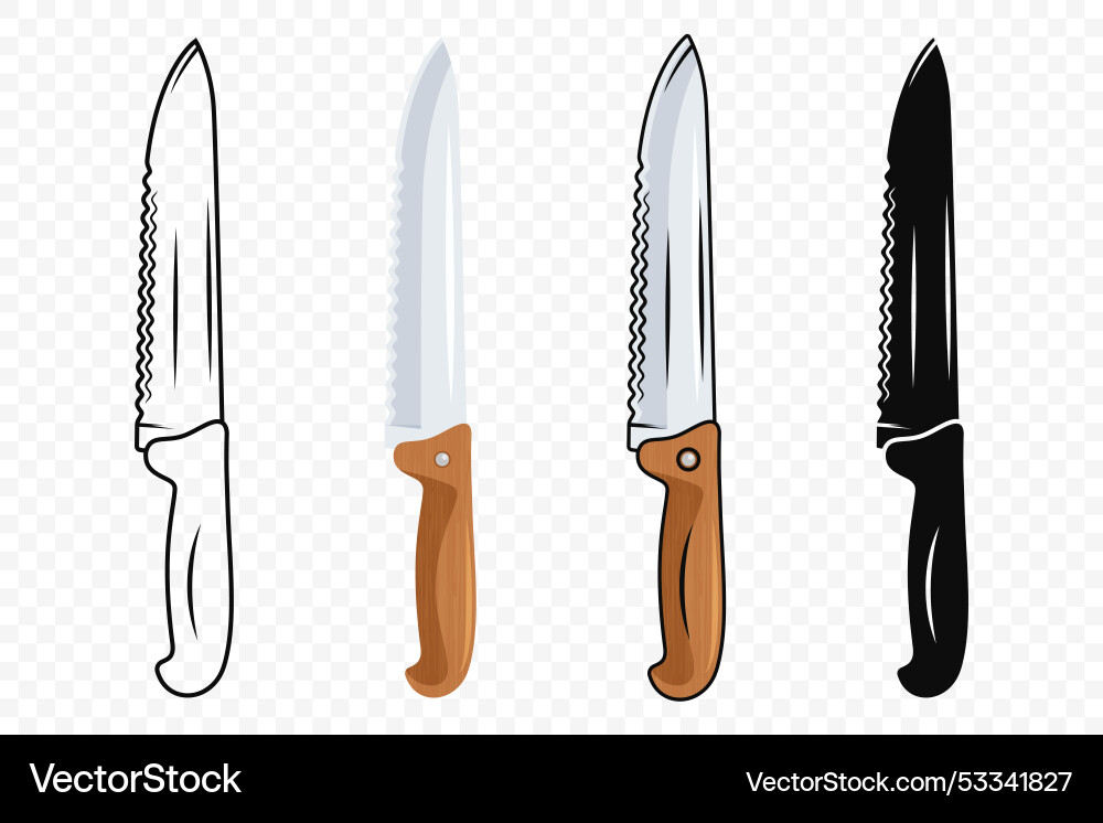 Kitchen knife icon set bread Royalty Free Vector Image