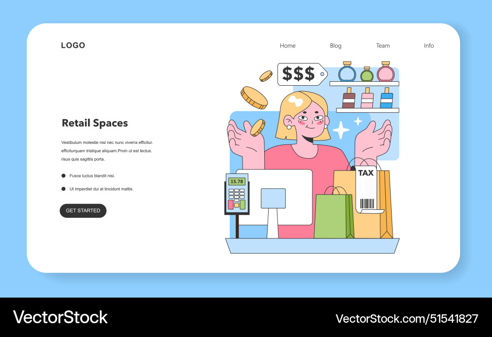 Retail cashier workplace flat Royalty Free Vector Image