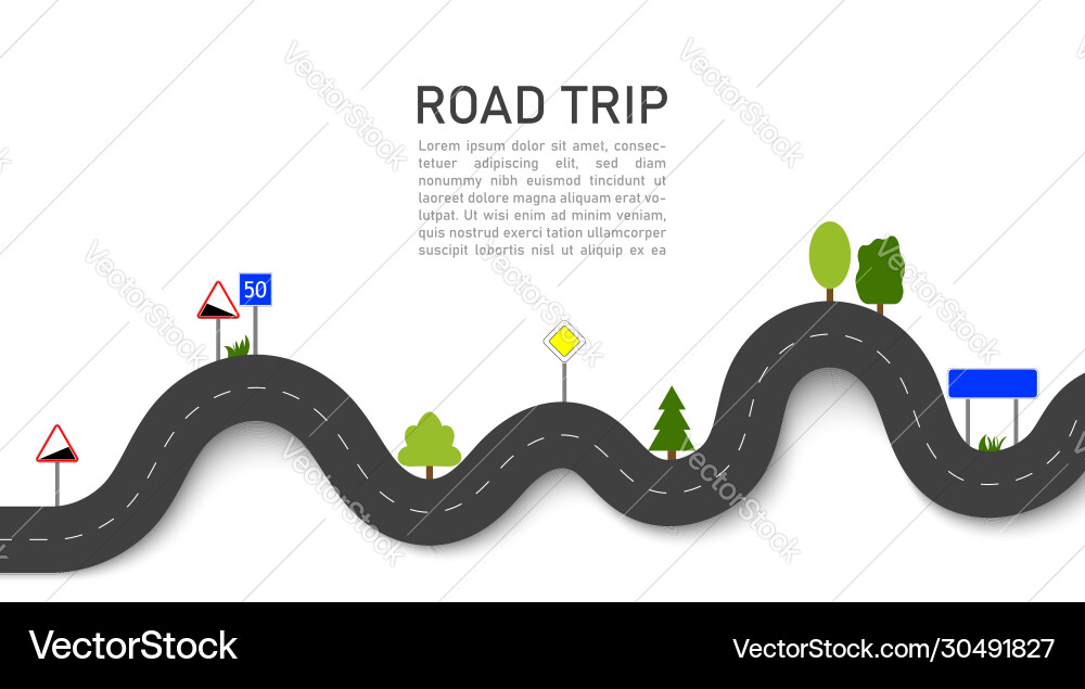 Road trip 3d navigation and location Royalty Free Vector