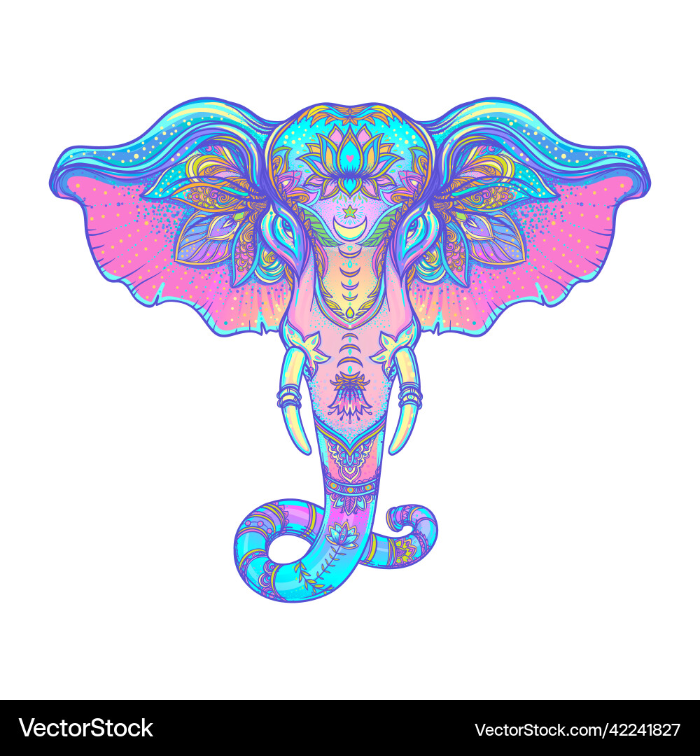 Tribal Elephant Tattoo - Psychedelic Art Vector Image