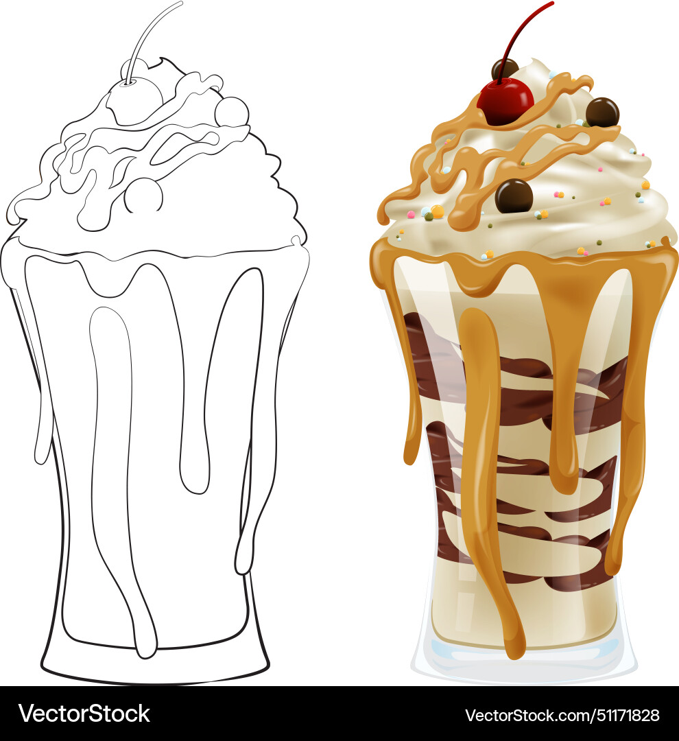 A sundae both sketched and colored Royalty Free Vector Image