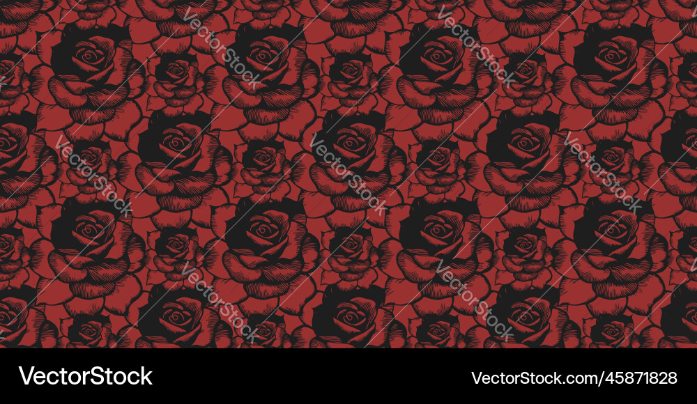 Black Red Rose Seamless Pattern Royalty Free Vector Image