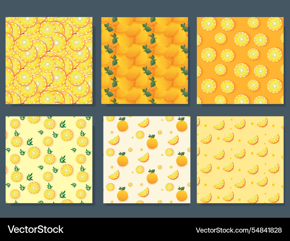 Doodle grocery patterns food orange fruits Vector Image