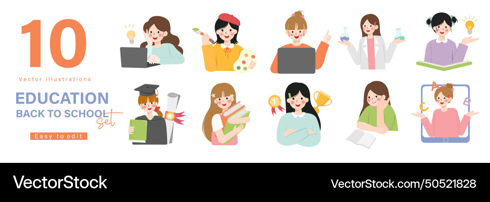 Education concept set of people Royalty Free Vector Image