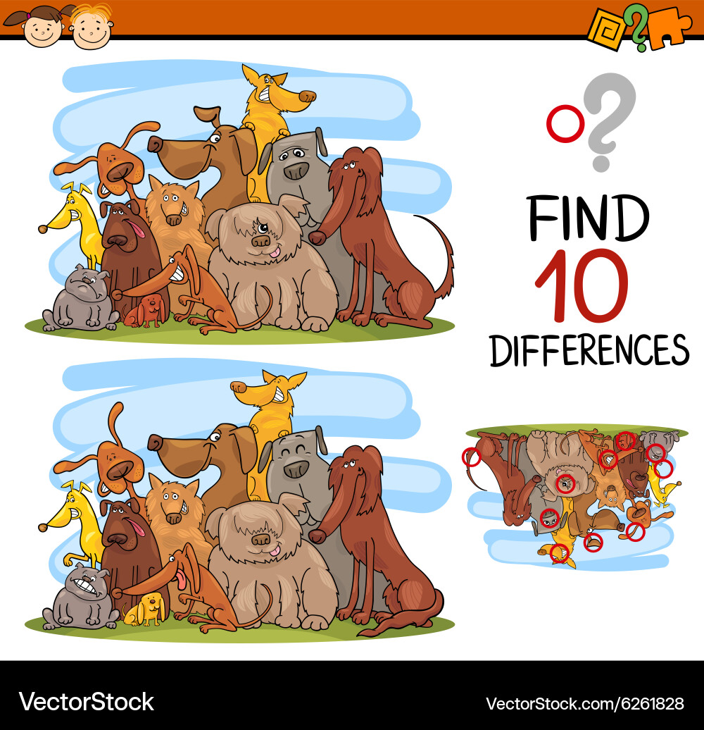 Find differences cartoon task Royalty Free Vector Image