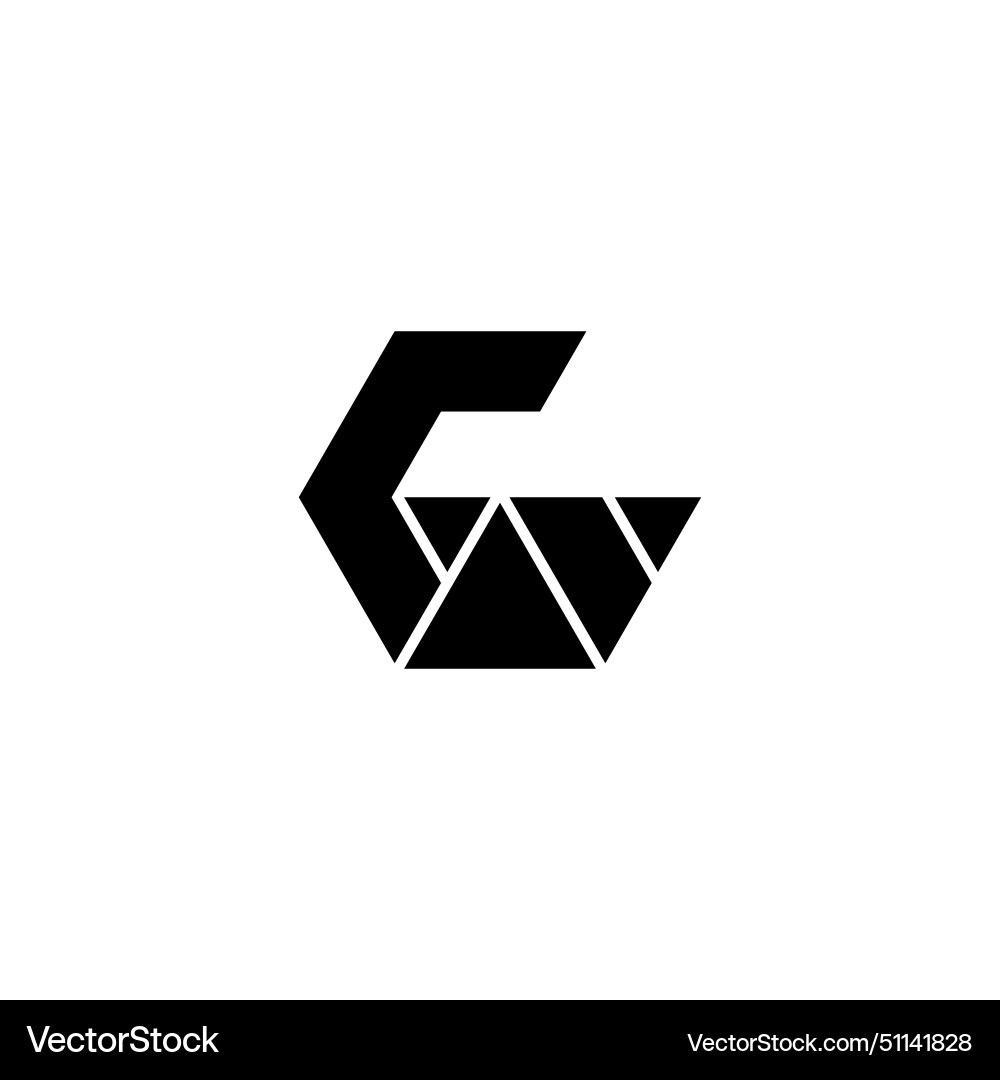Letter g simple triangles logo symbol Royalty Free Vector
