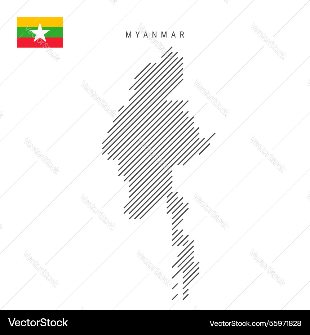 Myanmar map from pattern of black slanted Vector Image
