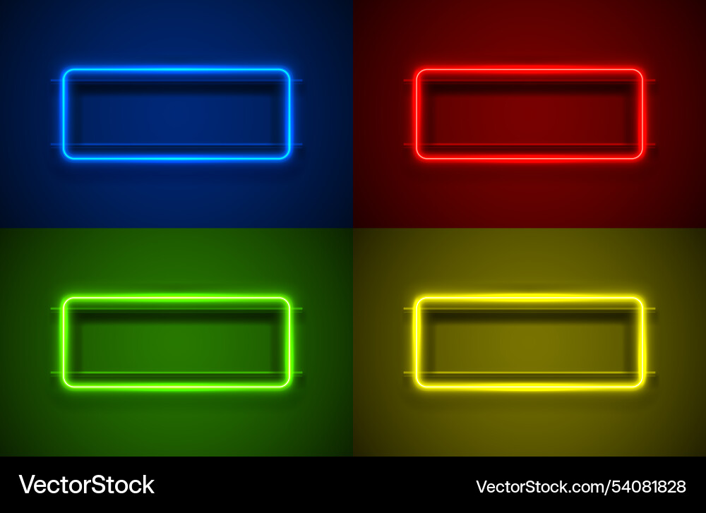 Neon frame color set black background line Vector Image