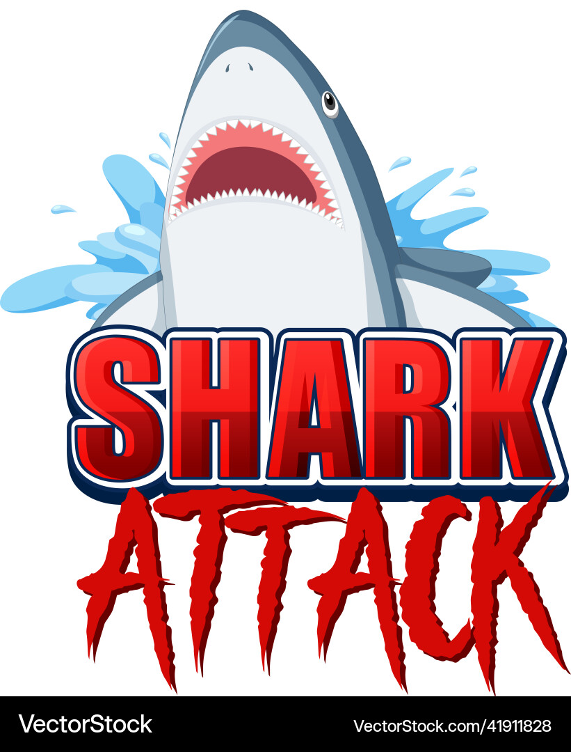 Shark attack font logo with cartoon aggressive Vector Image