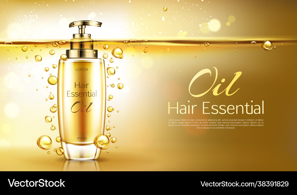 3d realistic oil essence ad poster Royalty Free Vector Image