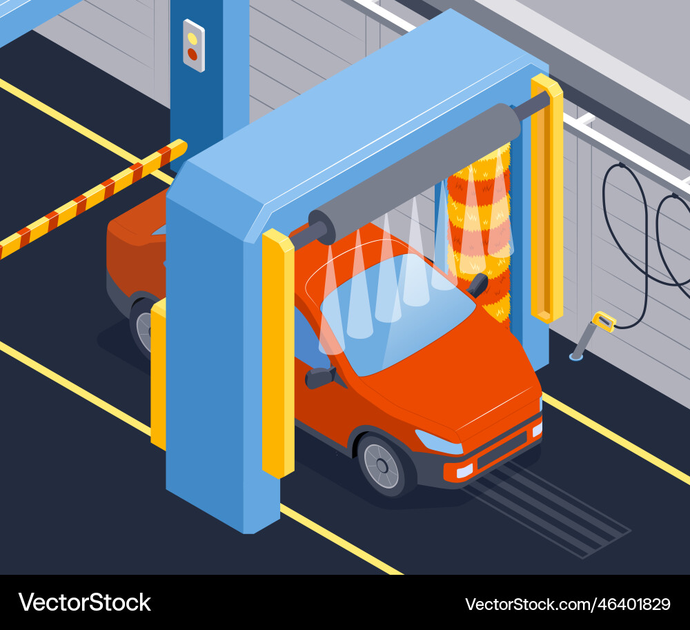 Automatic car shower composition Royalty Free Vector Image