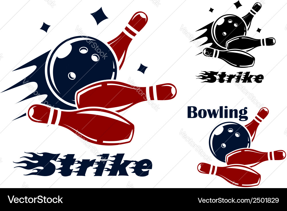 Bowling Icons & Strike Symbols Royalty Free Vector Image