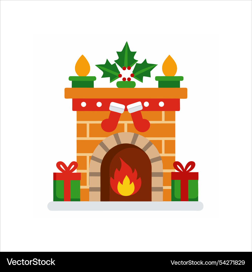 Christmas fireplace graphic perfect Royalty Free Vector