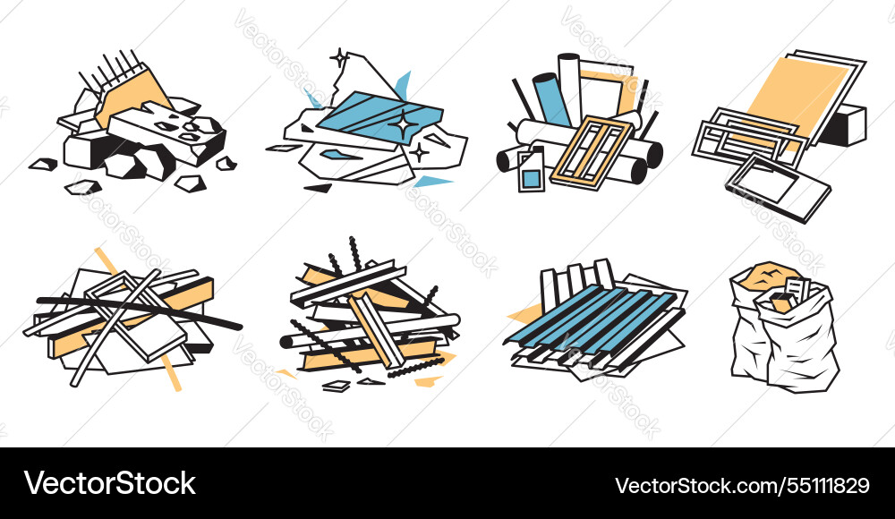 Construction waste piles of building scrap Vector Image