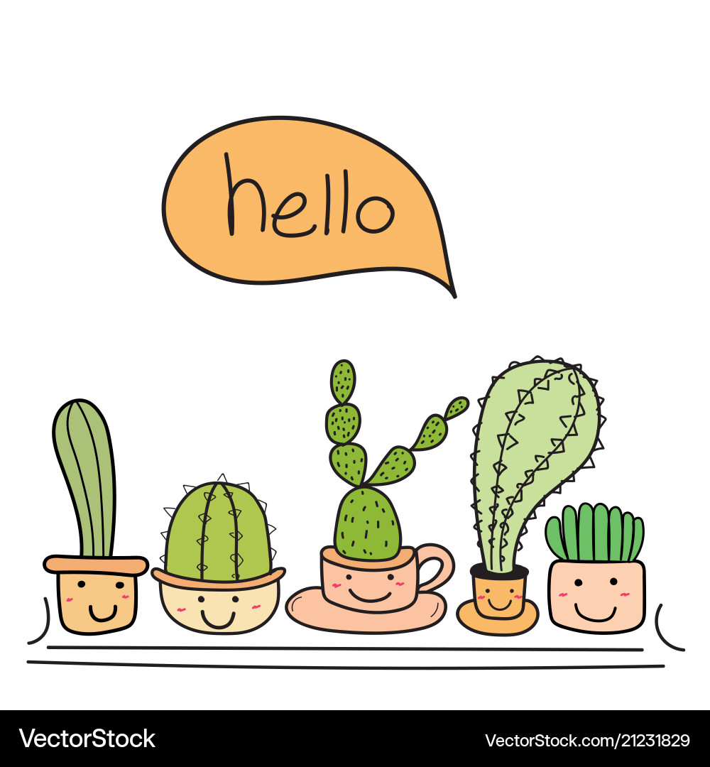 Cactus Hello Cute Vector Images (over 110)
