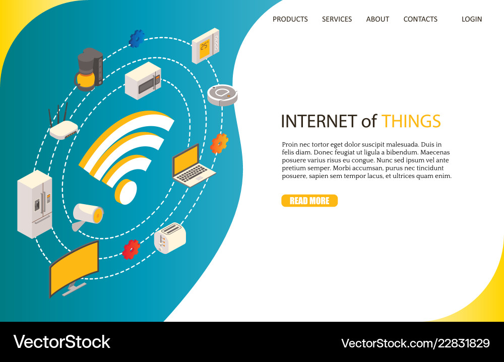 Internet of things landing page website Royalty Free Vector