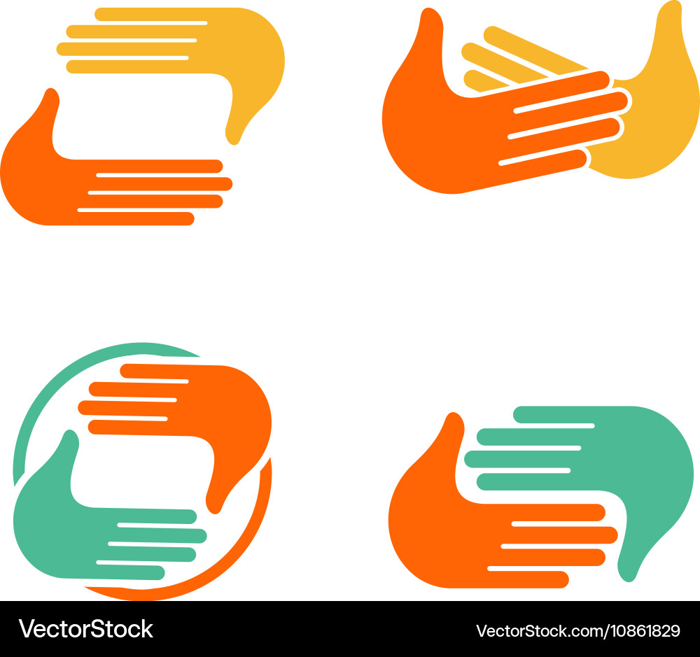 Isolated abstract clapping hands logo set give Vector Image