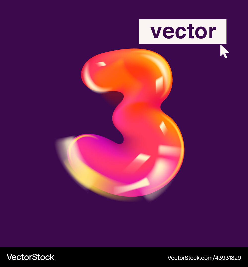 Number three logo in realistic 3d design cartoon Vector Image
