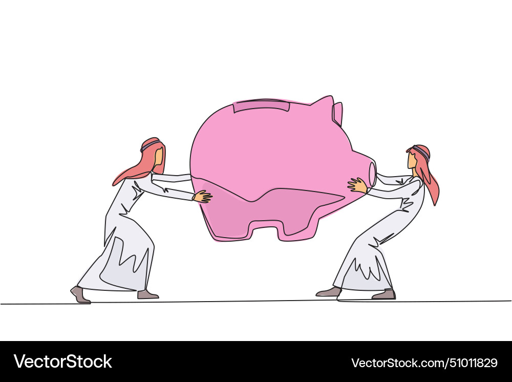 Single one line drawing two selfish arabian Vector Image