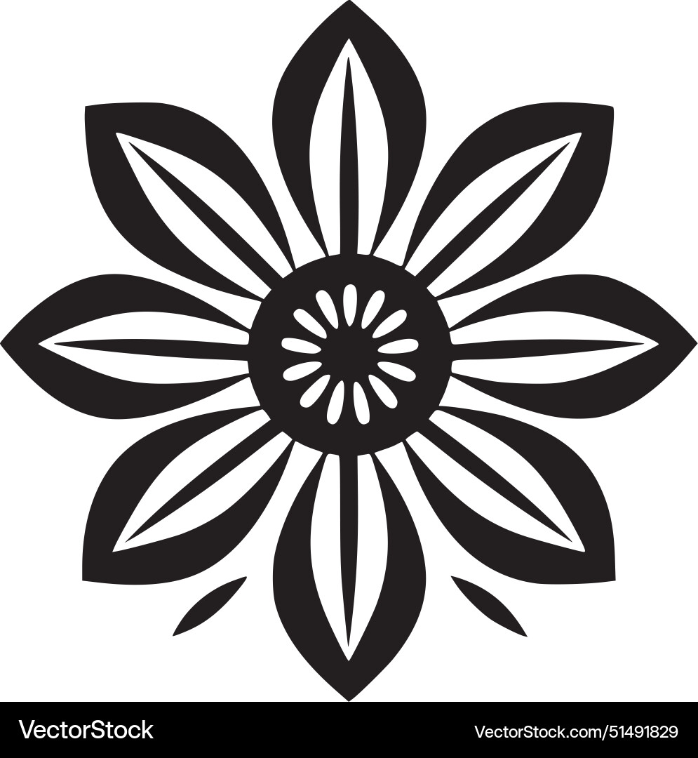 Sunflower - black and white isolated icon Vector Image