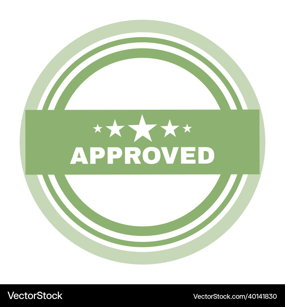 Approved green stamp label on white background Vector Image