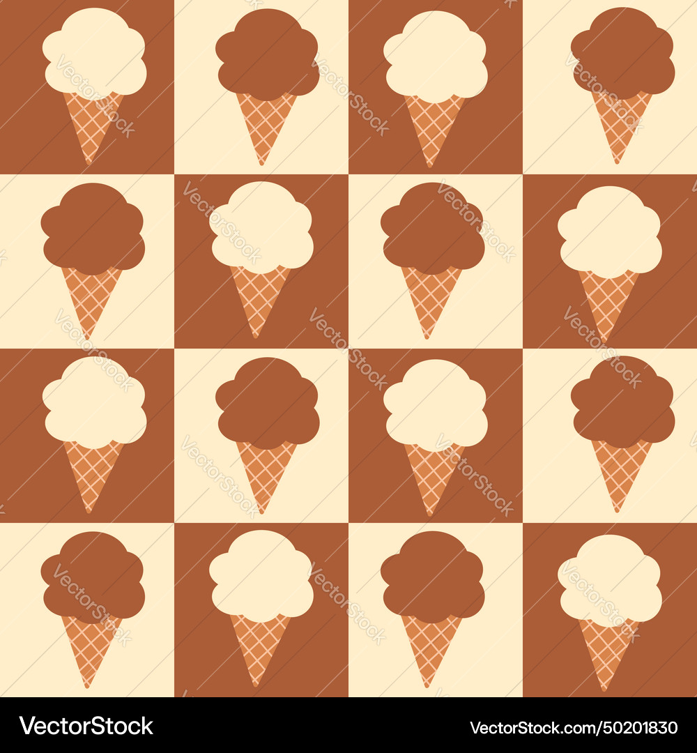 Checkered Ice Cream Pattern Royalty Free Vector Image