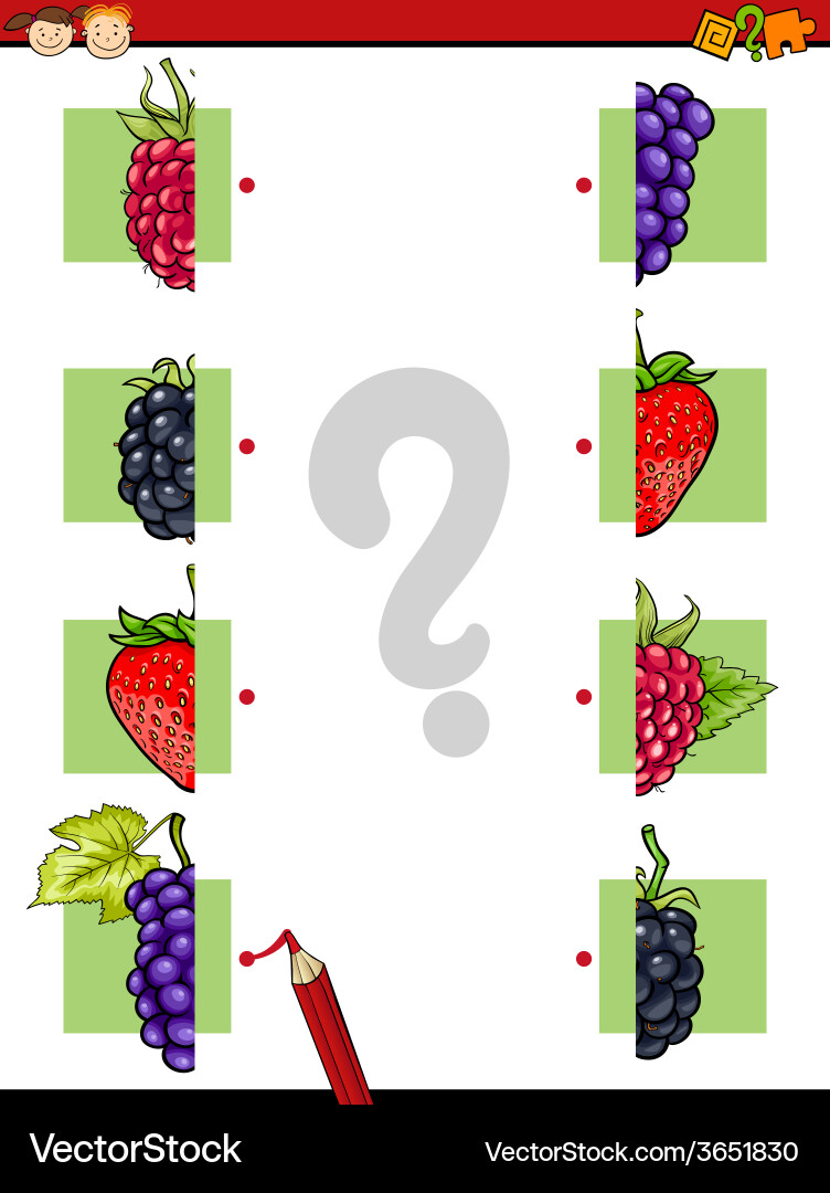 Education halves game cartoon Royalty Free Vector Image