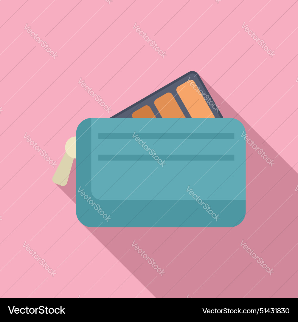 Flat design ofblue wallet with credit Royalty Free Vector