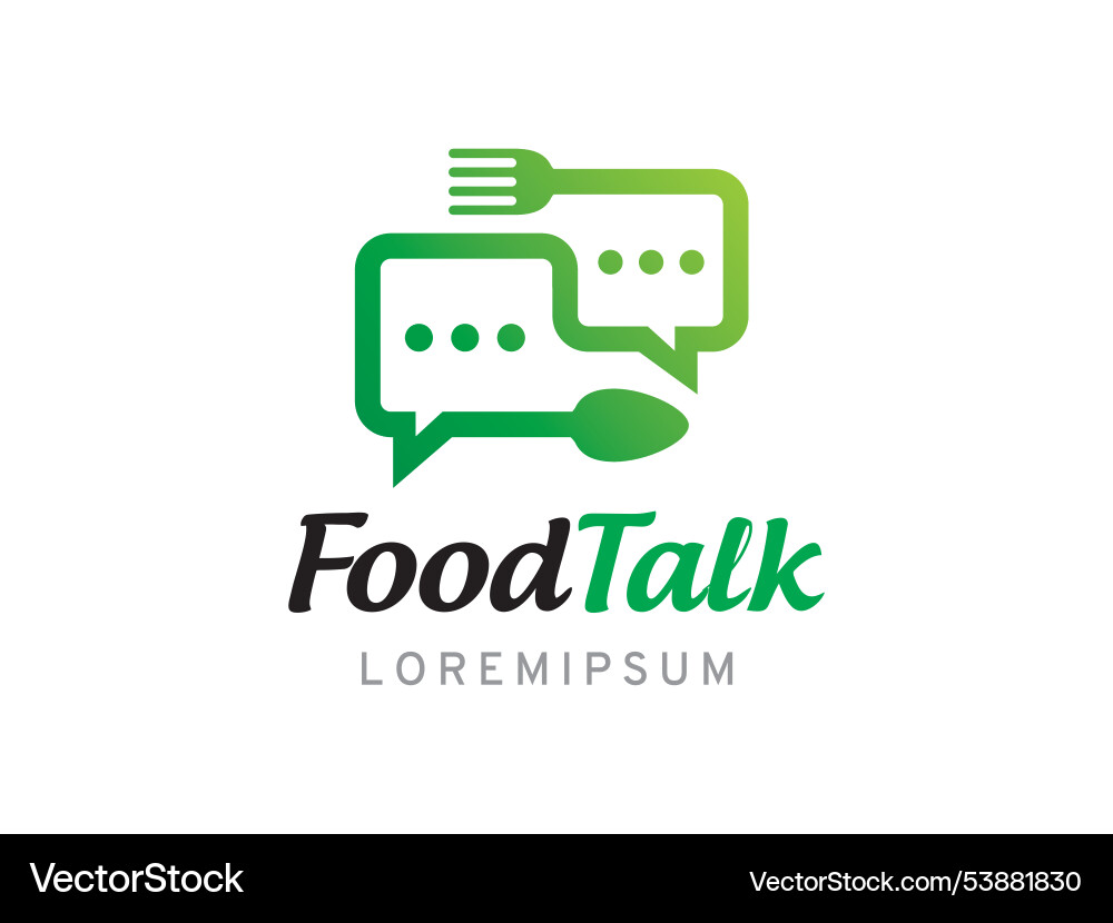 Food talk logo symbol or icon template Royalty Free Vector