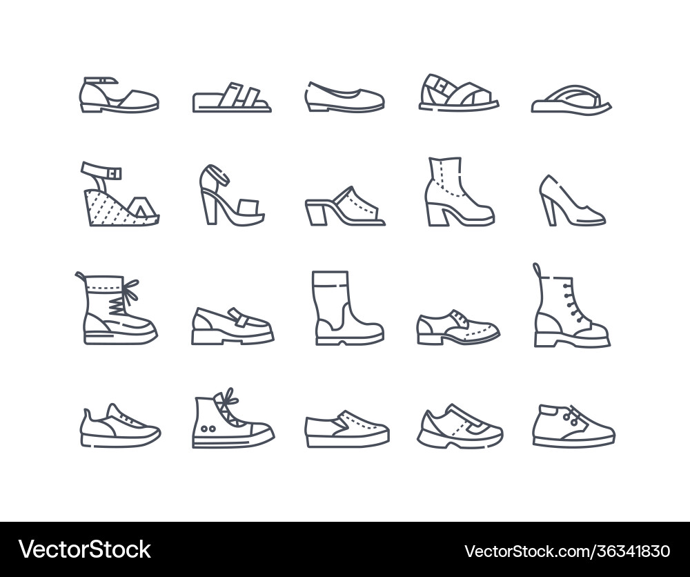 Footwear Icon Set Royalty Free Vector Image - VectorStock