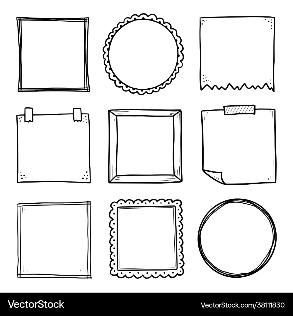 Hand drawn set paper sticker frame Royalty Free Vector Image