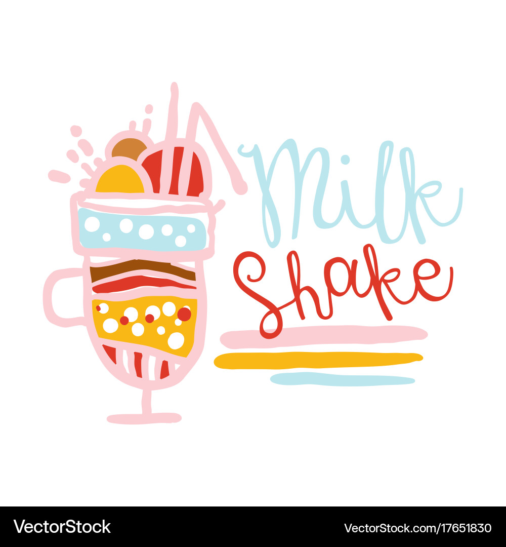 Milk shake logo design badge for restaurant bar Vector Image