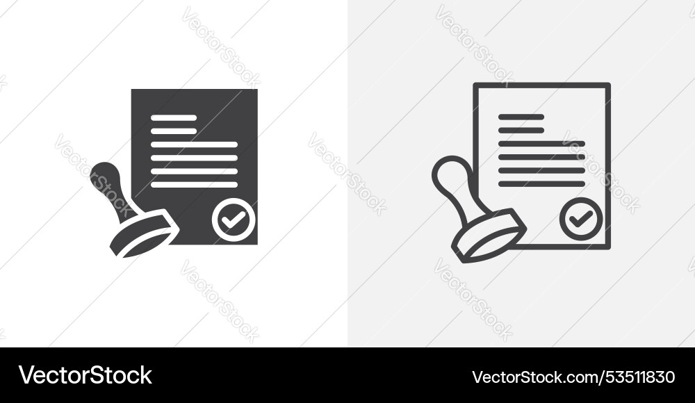 Permit Icon - Thin Line Black Royalty Free Vector Image