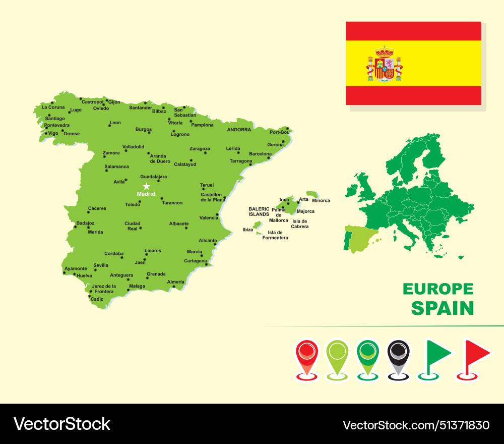 Spain map Royalty Free Vector Image - VectorStock