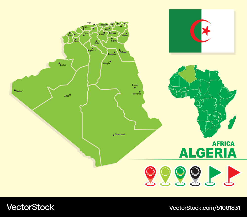 Algeria map Royalty Free Vector Image - VectorStock