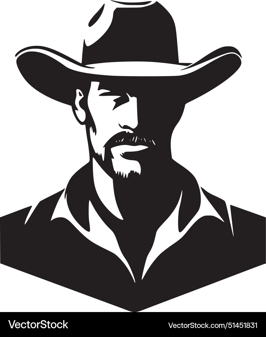 Cowboy - black and white Royalty Free Vector Image