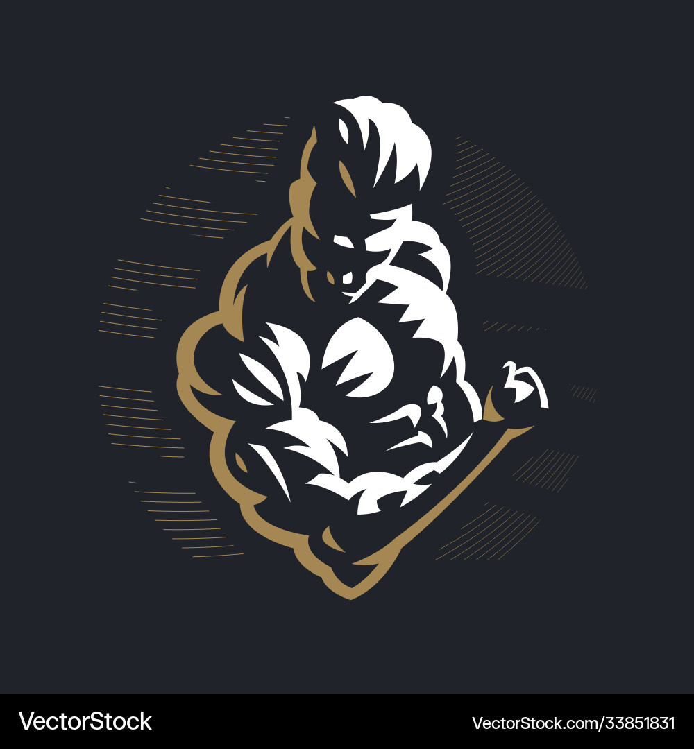 Fitness man shows biceps Royalty Free Vector Image